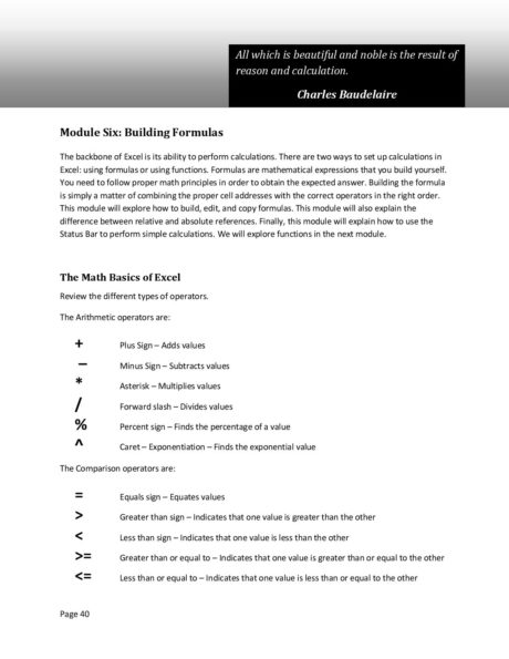 Module Six - Building Formulas - Course Cloud