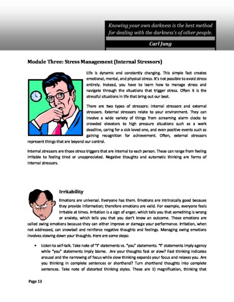 Module Three- Stress Management (Internal Stressors) - Course Cloud