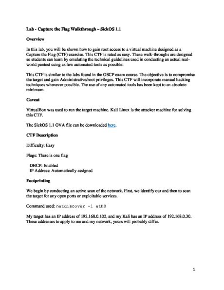 CTF - SickOS - Lab File - Course Cloud