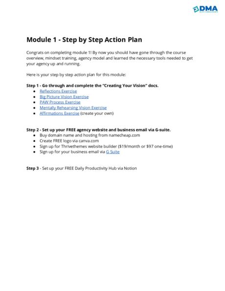 Module-1-Step-by-Step-Action-Plan - Course Cloud
